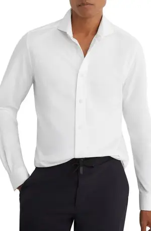 REISS Monaco Slim Fit Stretch Jersey Shirt - White