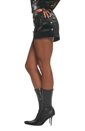 I.AM.GIA Idalia Croc Embossed Faux Leather Miniskirt
