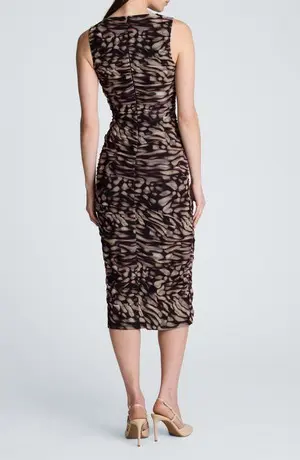 KENNETH COLE Ruched Sleeveless Midi Dress