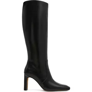 Steve Madden Lovelies Snake Embossed Knee High Boot - Black Leather