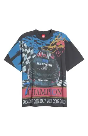 ICECREAM Pomegranate Cotton Graphic T-shirt - Black
