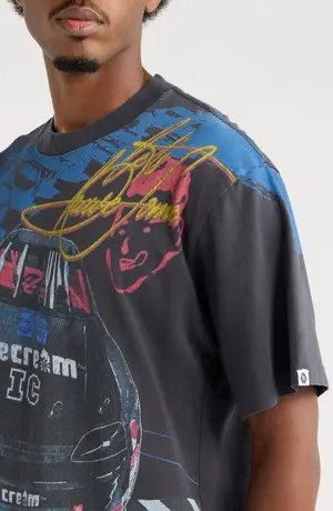 ICECREAM Pomegranate Cotton Graphic T-shirt - Black