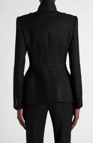 Alexander McQueen Textured Wool Blend Asymmetric Button Jacket