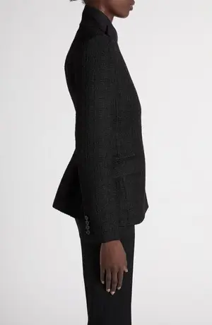Alexander McQueen Textured Wool Blend Asymmetric Button Jacket