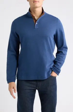 Johnston & Murphy Westcott Cotton Quarter Snap Pullover - Royal Blue/navy