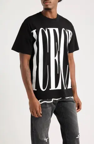 ICECREAM Chai Cotton Graphic T-shirt - Black