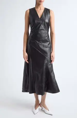 Proenza Schouler Kenza V-neck Leather Dress - Black
