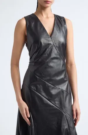 Proenza Schouler Kenza V-neck Leather Dress