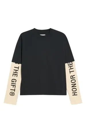 HONOR THE GIFT Honor Double Sleeve Cotton T-shirt - Black