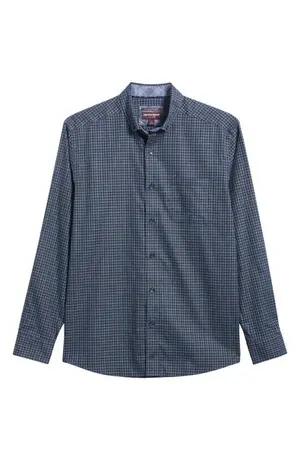 Johnston & Murphy Ovation Grid Non-iron Cotton Button-up Shirt - Navy Dual Grid