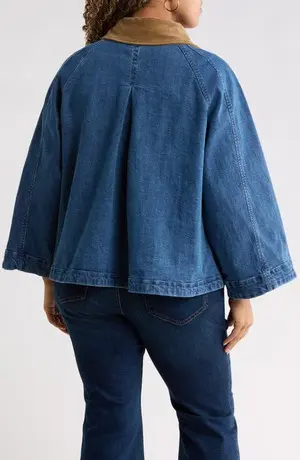 Caslon Swing Cropped Denim Trench Coat