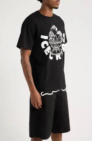 ICECREAM Rose Graphic T-shirt - Black