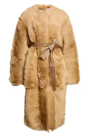 FFORME Demi Genuine Shearling Coat - Camel