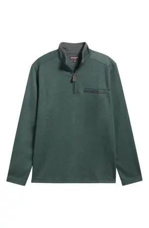 Johnston & Murphy Merritt Piqué Quarter Zip Pullover - Green
