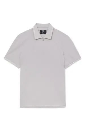 REISS Vale Half Zip Polo Shirt - Soft Grey