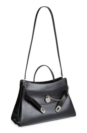 Alexander McQueen Locke Leather Top Handle Bag - Black/grey