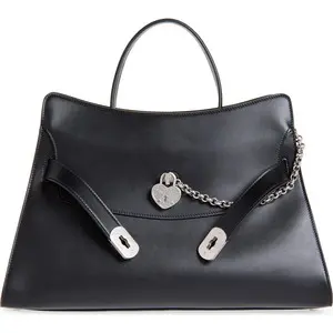 Alexander McQueen Locke Leather Top Handle Bag - Black/grey