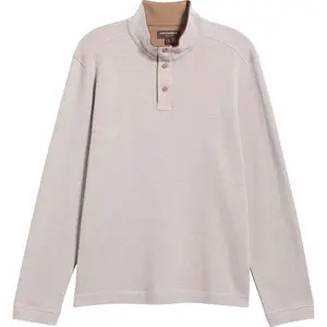 Johnston & Murphy Westcott Cotton Quarter Snap Pullover - White/tan