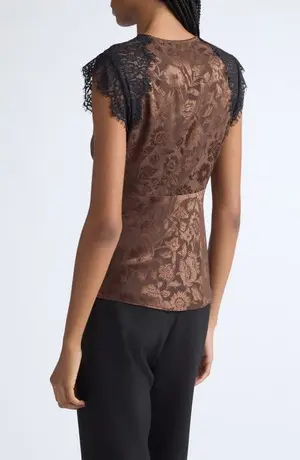 Veronica Beard Pascaline Floral Print Top - Espresso