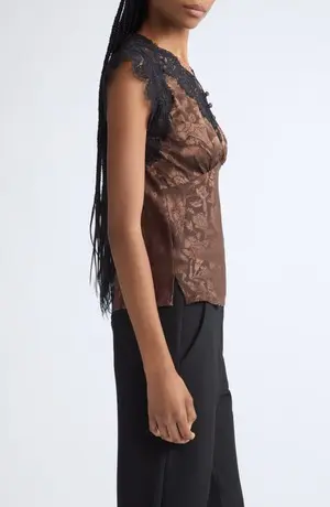 Veronica Beard Pascaline Floral Print Top - Espresso