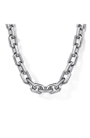 Gabriel & Co. Faceted Link Chain Necklace - Sterling Silver