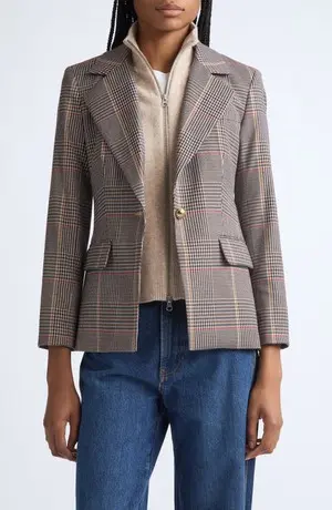 Veronica Beard Healy Houndstooth Plaid Dickey Jacket