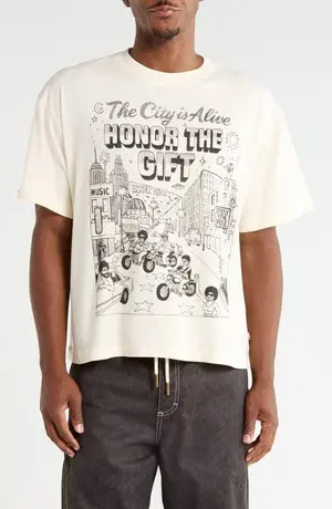 HONOR THE GIFT The City Is Alive Cotton Graphic T-shirt - Bone