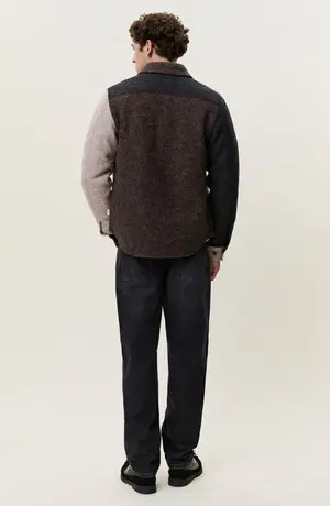 LES DEUX Wool Colorblocked Overshirt - Mol Brown
