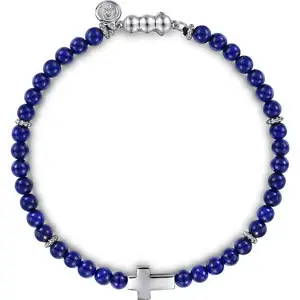 GABRIEL & CO. Bujukan Sterling Silver Cross Lapis Lazuli Bracelet - Sterling Silver/lapis