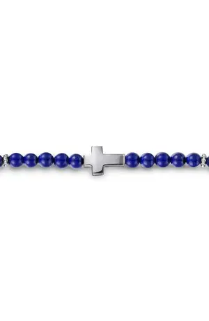 GABRIEL & CO. Bujukan Sterling Silver Cross Lapis Lazuli Bracelet