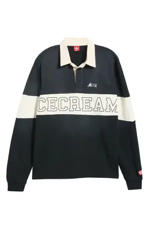 ICECREAM Ginger Stripe Cotton Polo Sweatshirt