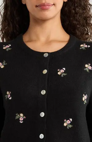 Lucky Brand Floral Embroidered Cardigan