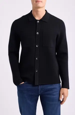 Nordstrom Merino Wool Blend Button Front Cardigan - Black