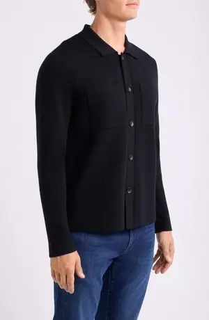 Nordstrom Merino Wool Blend Button Front Cardigan - Black