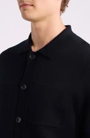 Nordstrom Merino Wool Blend Button Front Cardigan - Black