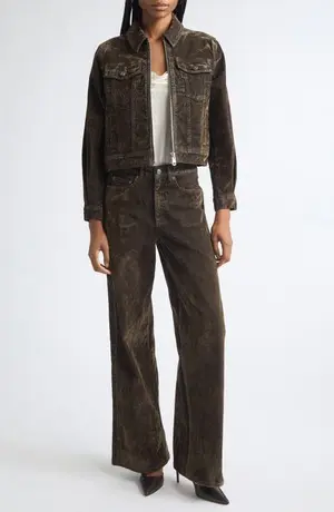 Cinq À Sept Nicole Flocked Denim Jacket