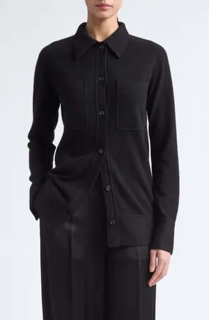 TOTEME Cashmere Button Down Knit Shirt - Black