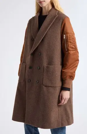 Undercover Mixed Media Double Breasted Coat