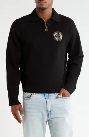 HONOR THE GIFT Quarter Zip Knit Polo - Black