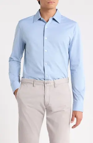 Bonobos Slim Fit Tech Pique Button Down Shirt - Light Blue Triangle Texture