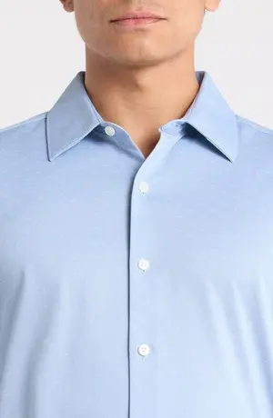 Bonobos Slim Fit Tech Pique Button Down Shirt - Light Blue Triangle Texture