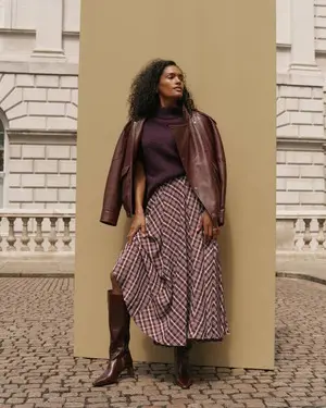 Mint Velvet Checked Midi Skirt