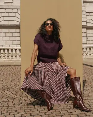 Mint Velvet Checked Midi Skirt