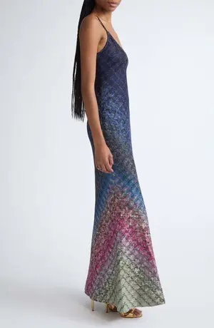 Missoni Metallic Zigzag Sleeveless Maxi Dress