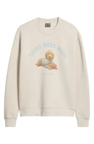 SANTO STUDIO Thugs Need Hugs Football Graphic Sweatshirt