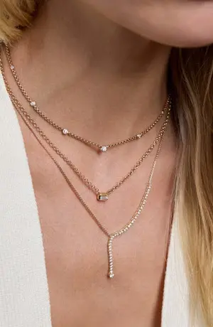 Zoe Chicco Tennis 14k Gold Diamond Lariat Necklace