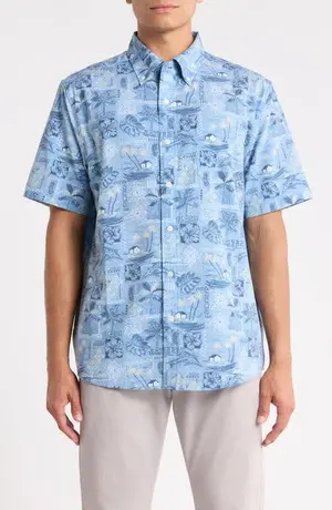 Reyn Spooner Tapa Montage Button Down Shirt - Blue