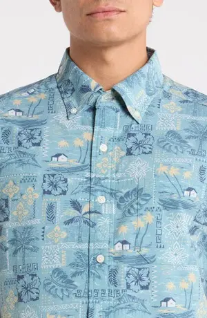 Reyn Spooner Tapa Montage Button Down Shirt - Green