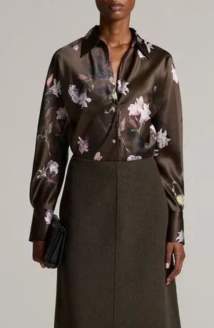 Vince Lily Vine Silk Shirt - Cypress Lily