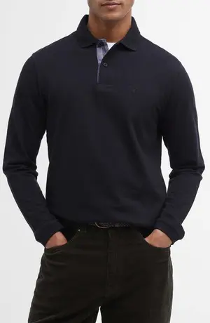 Barbour Essential Long Sleeve Piqu2 Polo - Black